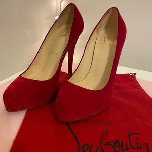 Christian Louboutin | Shoes | Christian Louboutin Red Suede Pumps ...